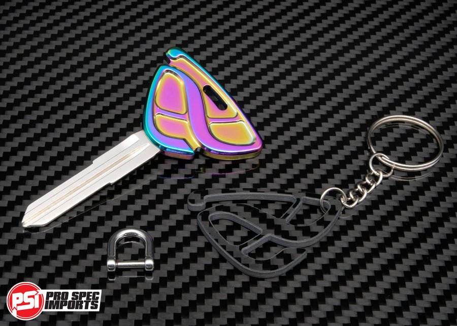 FD3S RX7 Key Blank - 'Oil Slick PVD' Titanium GR6 FD3S RX7 Key Blank ...